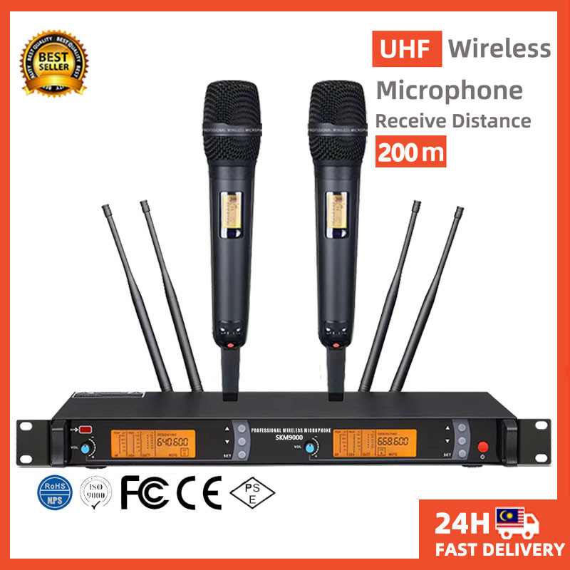SKM9000 Wireless microphone UHF 200M Receiving Distance Dual Mic KTV wedding conference ...