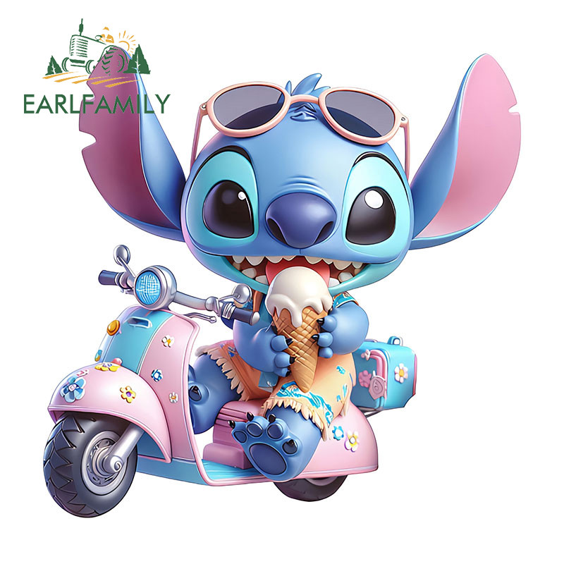 EARLFAMILY Stitch Ride Electric-Bicycle Car Stickers Cartoon Cute ...