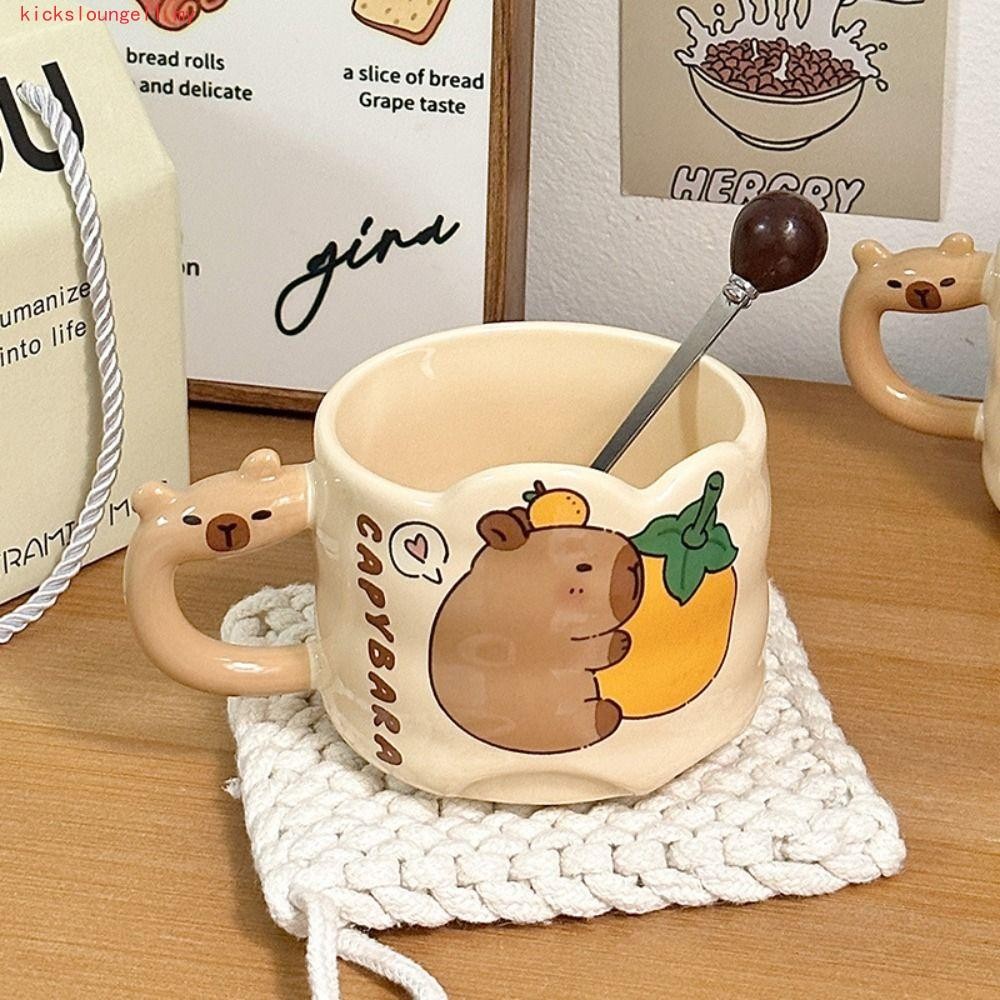 KICKSLOUNGEL Cartoon Capybara Mug, Unique Handle Comfortable Grip Cute ...