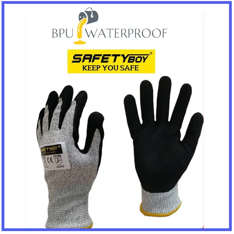 SafetyBoy Cut Resistant Gloves Level 5,PU palm glove, high cut ...