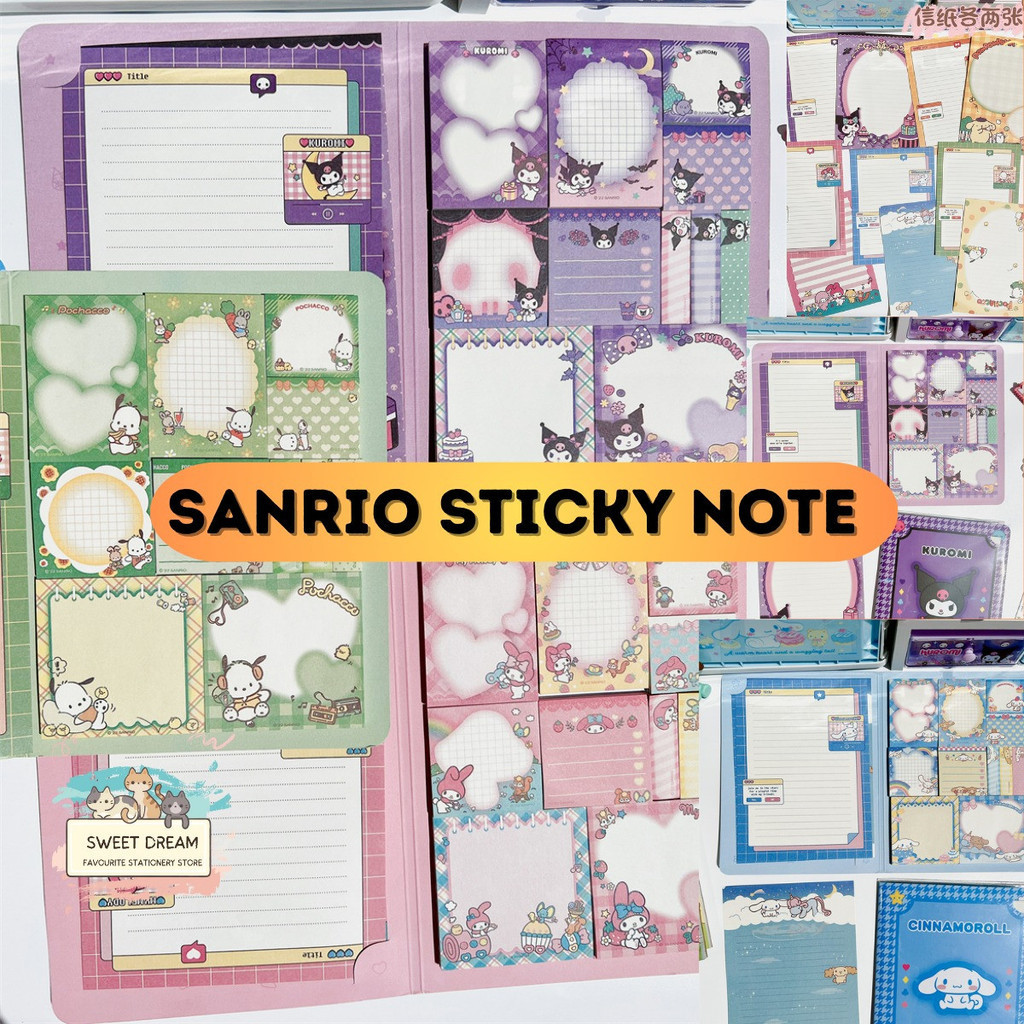 Kawaii Cute Sanrio My melody Kuromi Hello kitty Sticky Memo Note Book ...