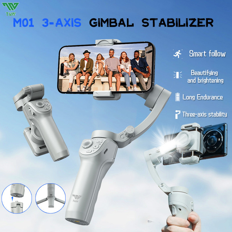 TNW M01 3-Axis Smartphone Gimbal Stabilizer with Fill Light Anti-shake ...