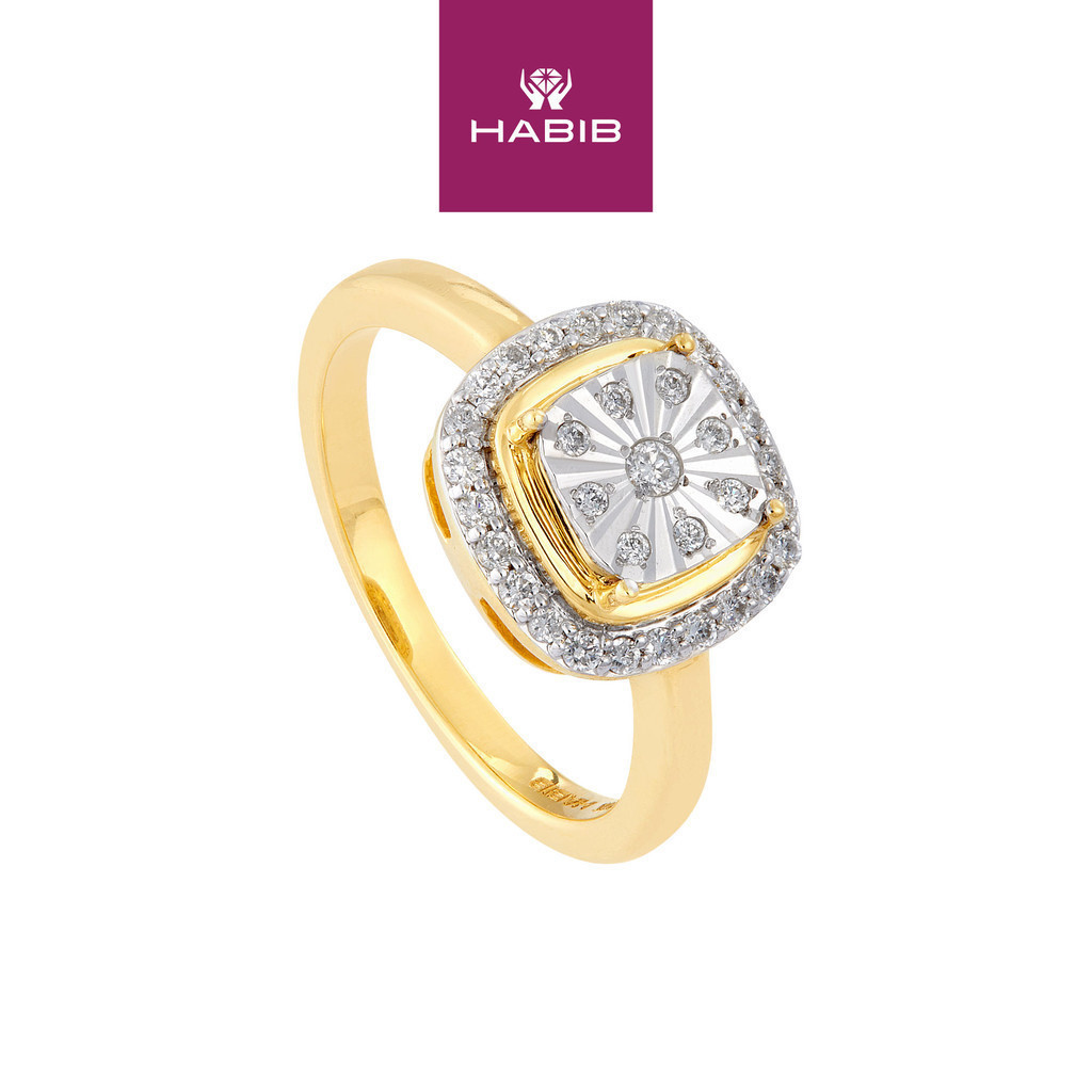 HABIB Round Diamond Ring in 375/9K Yellow and White Gold 264400722(R ...