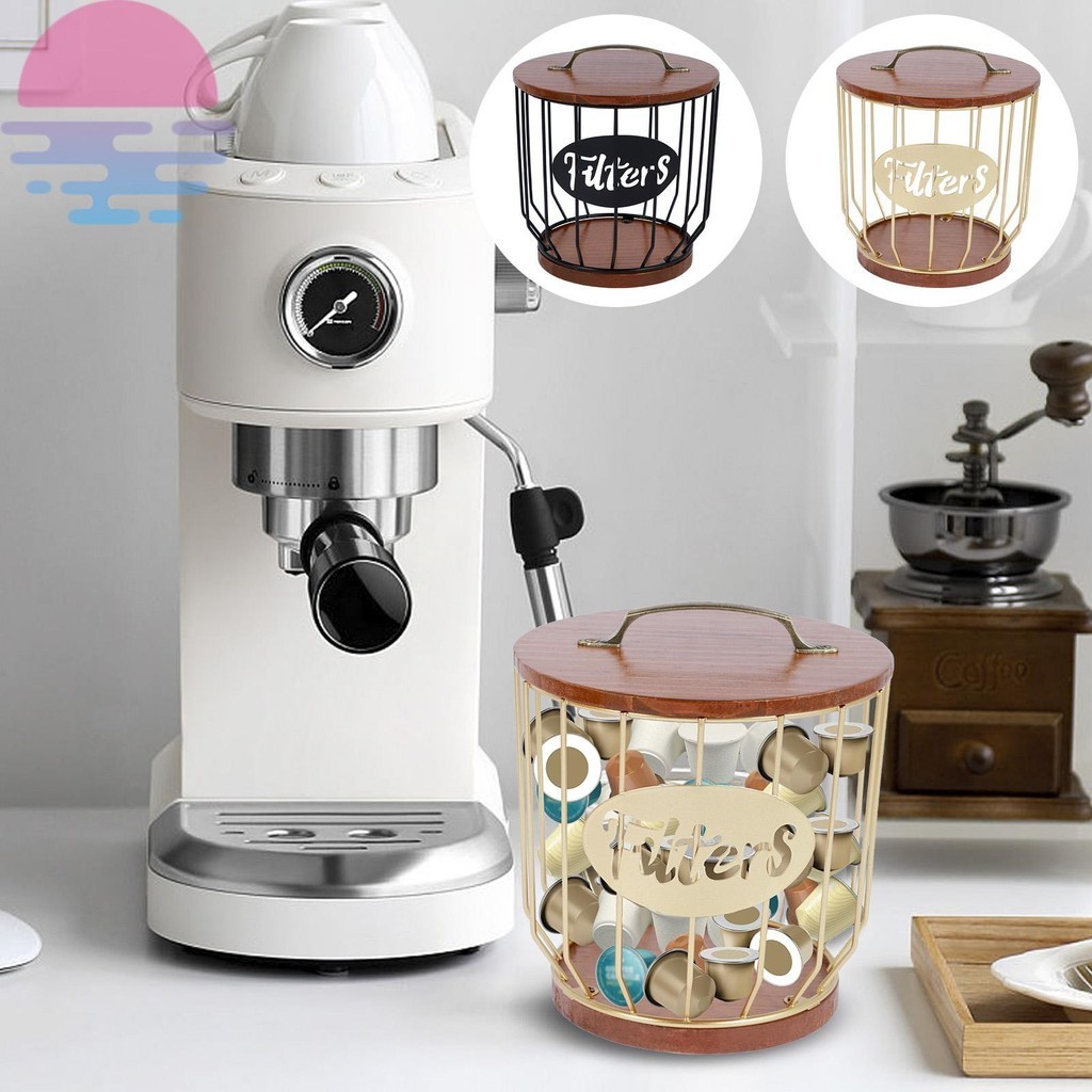 Coffee Filter Holder Vintage Coffee Capsule Basket with Wooden Lid ...