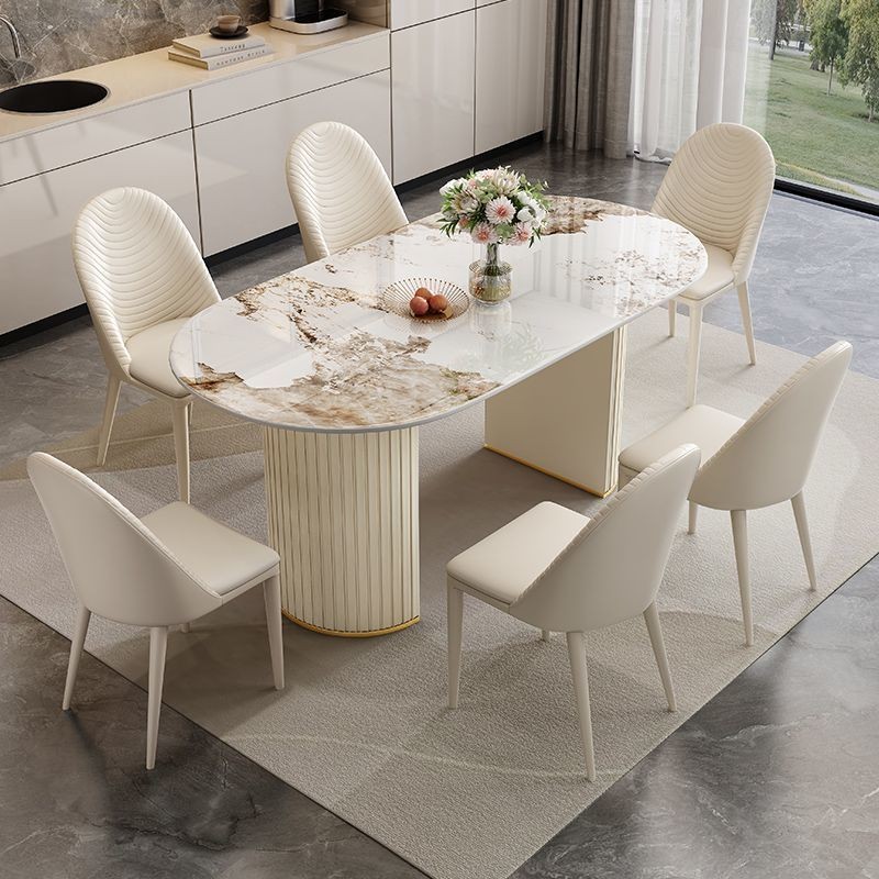 Italian Style Light Luxury Stone Plate Dining Table Oval Dining Table ...