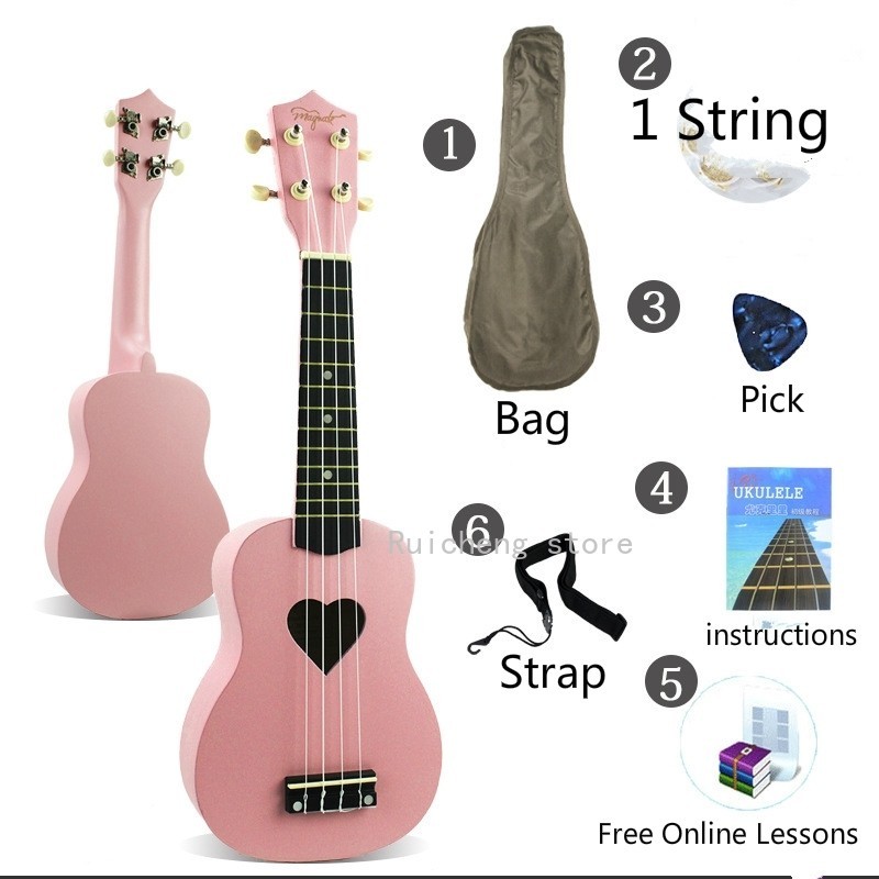 21/23Inch 🌸 Multicolor Ukulele Heart-shaped Beginners Children's Little ...