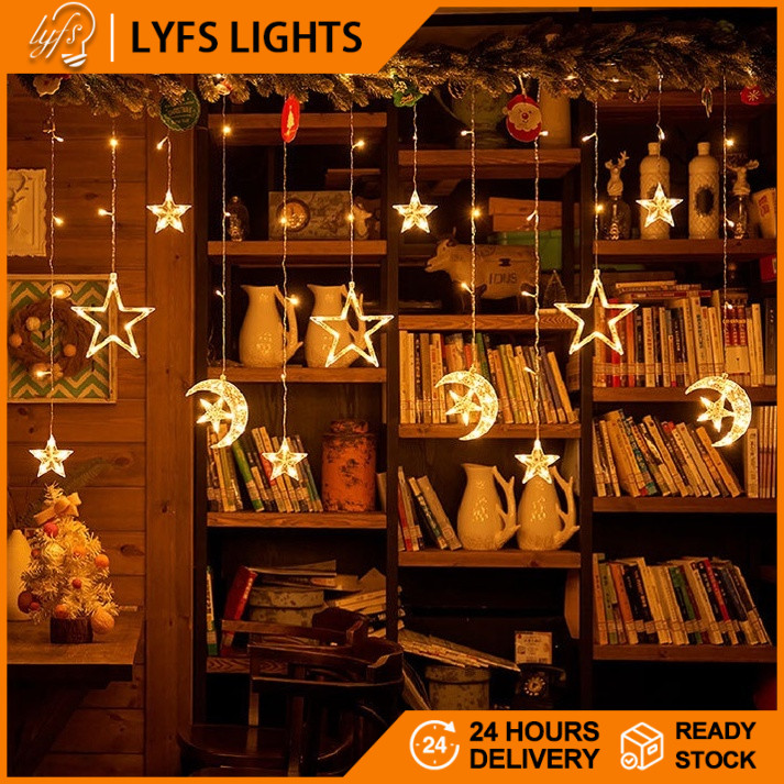 Raya Moon Star Curtain Lights 4x1M Hari Raya Aidilfitri Decoration ...