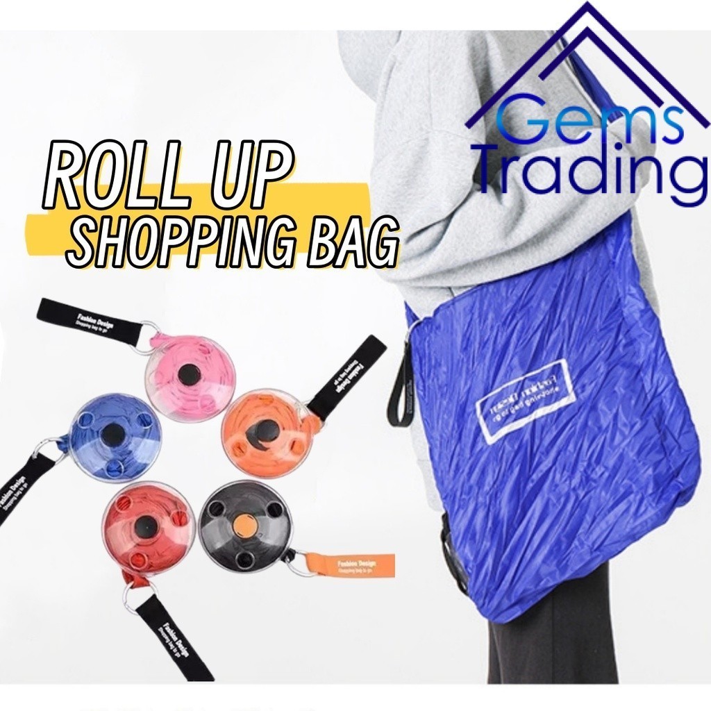 Foldable Roll Up Shopping Bag Plastic Tote Reusable Shopping Pouch ...