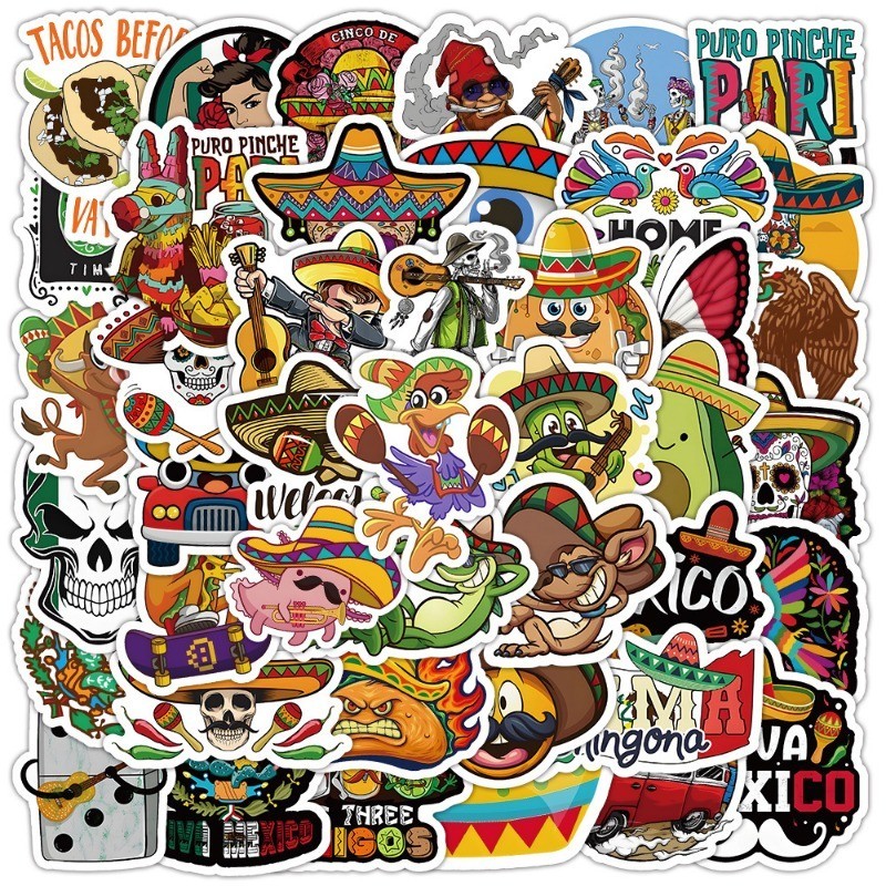 Mexican Style Food Stickers 50Pcs/Set Waterproof Stickers Decal for ...