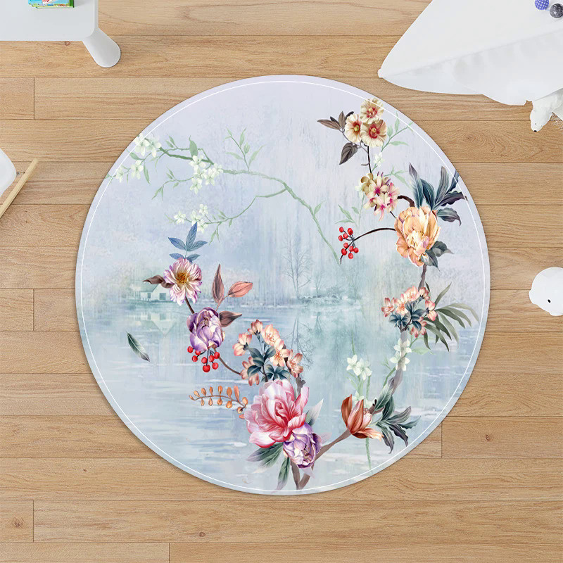 Chinese Style Landscape Painting Round Floor Mats Livingroom Rugs Large ...