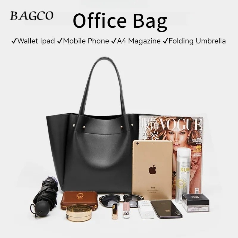 【BAGCO】Leather Tote Bag Women Shoulder Bag Handbag Office Bag File Bag ...