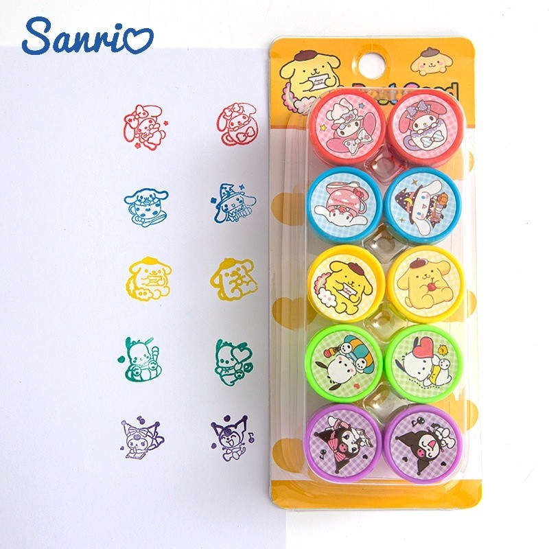 Promotion Sanrio Card Stamp Set Cute Children Medal Cartoon Stamp ...
