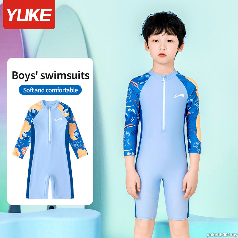 YUKE Swimming Suit Kid Boy One Piece Long Sleeve Sun Protection ...