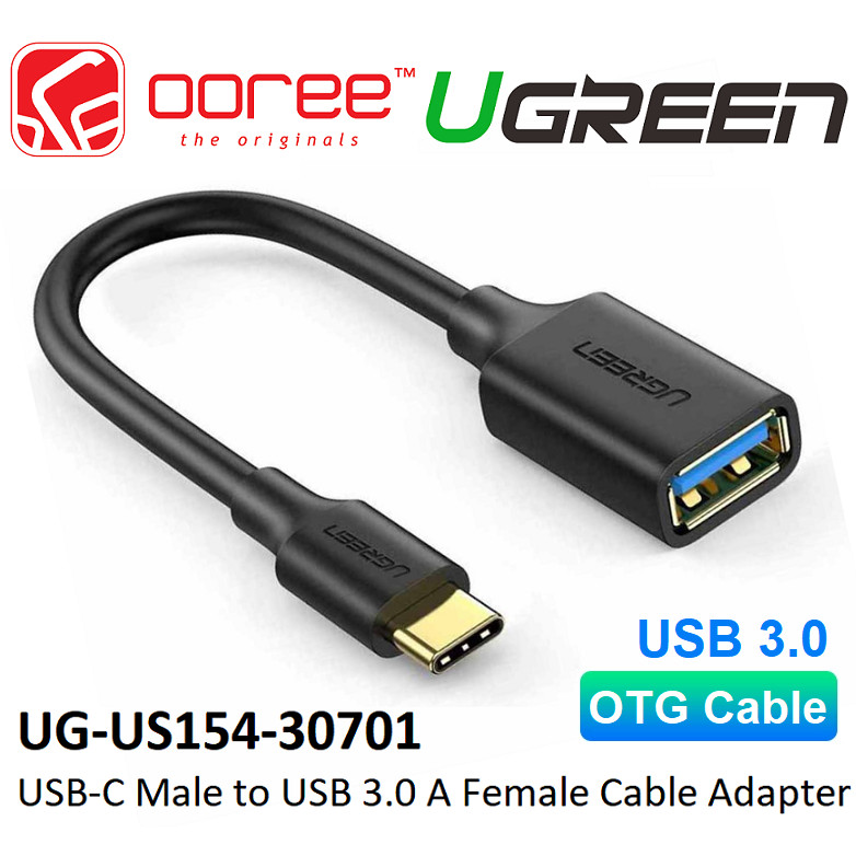 UGREEN USB-C MALE TO USB 3.0 USB-A FEMALE CABLE ADAPTER WITH OTG FUNCTION CONVERTER (UG-US154 ...