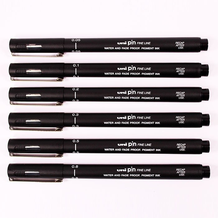 6 Pcs UniPin Pens for Painting, Fiber Needle, Thin Pen, Hook Pen ...