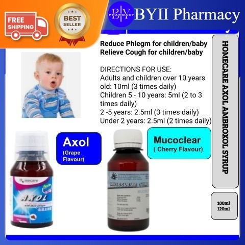 Ambroxol Liquid Homecare Axol Syrup 100ml/ MUCOCLEAR 120ML Relief of ...