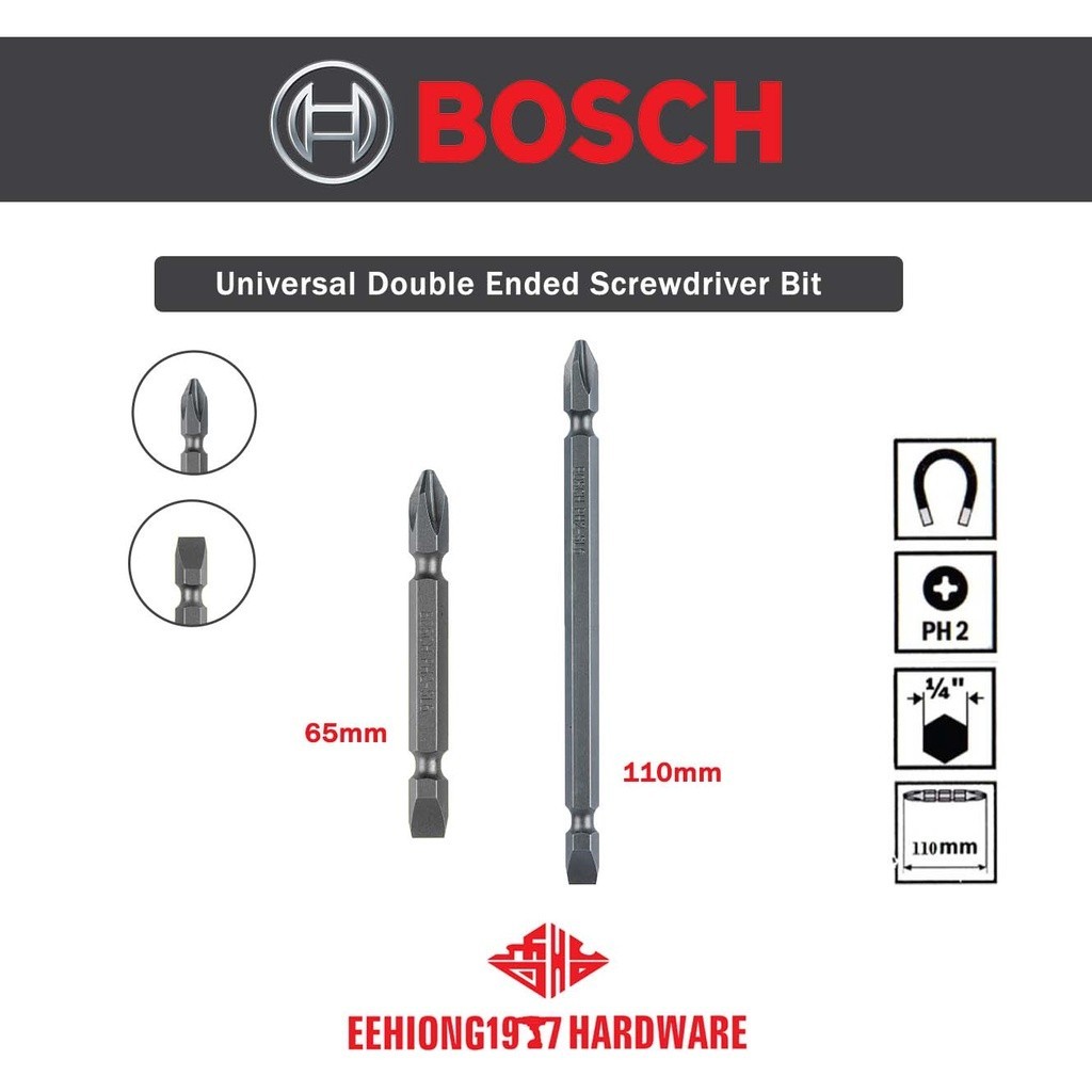 BOSCH Universal Double Ended Screwdriver Bit PH2 SL6 X 65MM 110MM ...