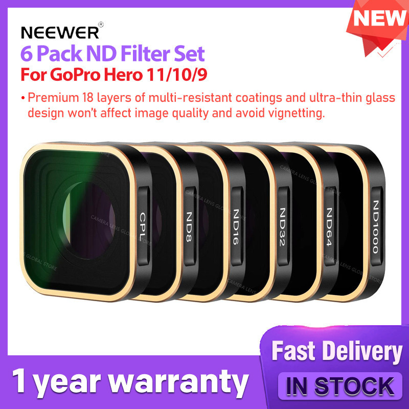 NEEWER 6 Pack ND Filter Set For GoPro Hero 11/10/9 Premium 18 layers of ...