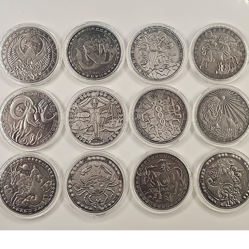 European American Twelve Constellation Commemorative Medal Sun God Moon ...