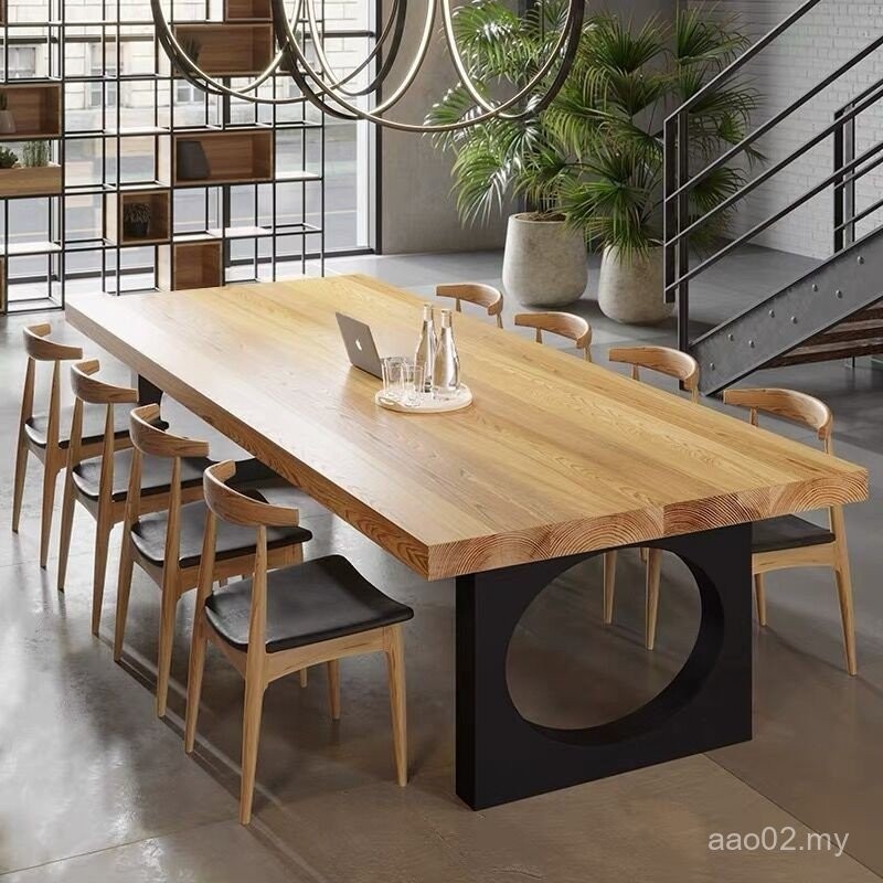 American loft Solid Wood Retro Conference Table Long Table Log Desk ...