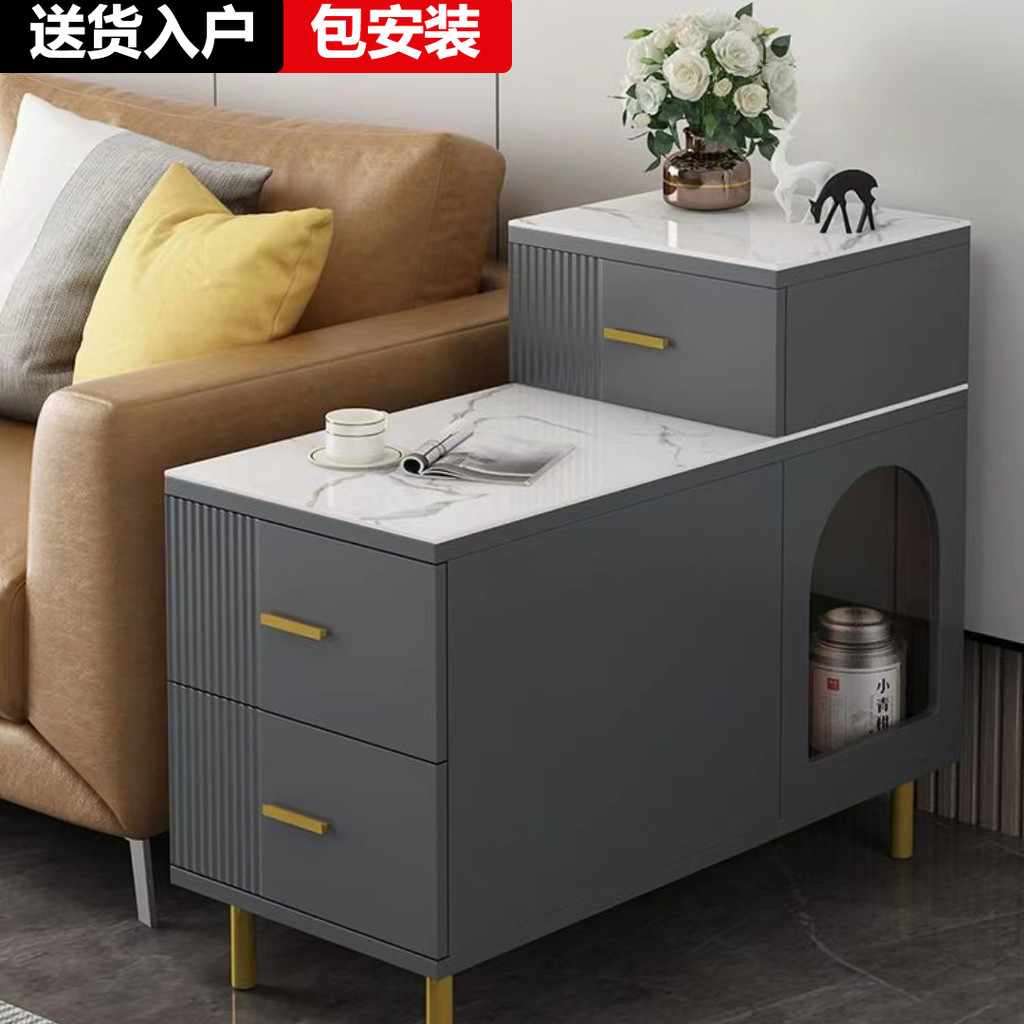 Kabinet sisi sofa batu mewah ringan, beberapa sudut ruang tamu, kabinet ...