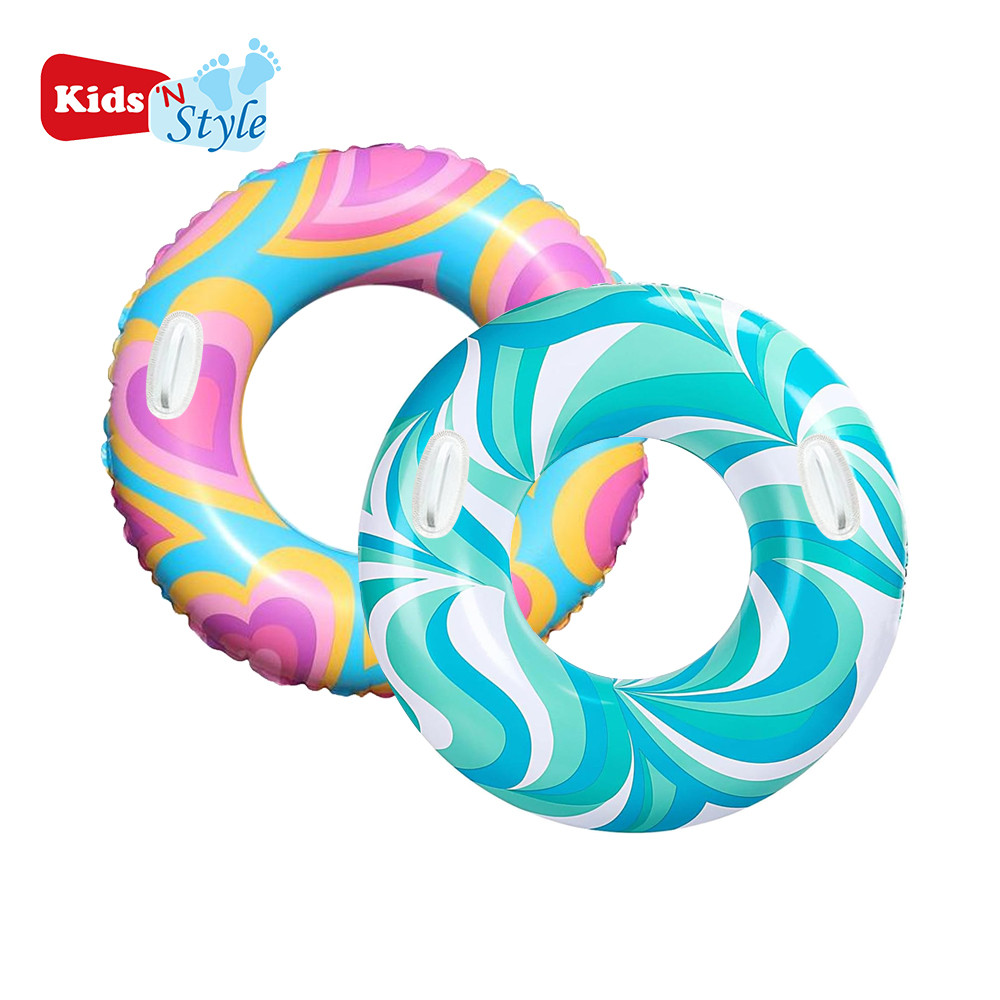Inflatable Swim Ring With Handle Water Wave Heart Printed Durable ...