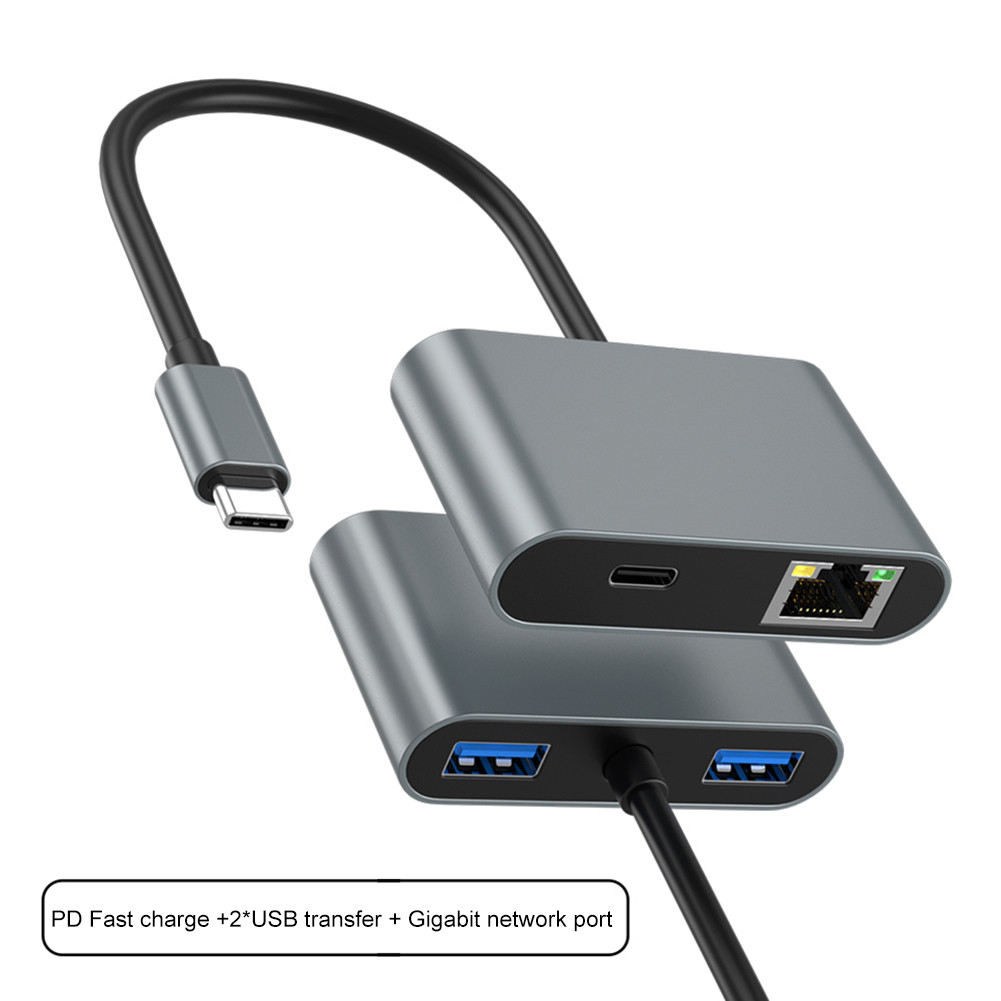 1000Mbps Type-C To RJ45 Adapter 2 USB Ports Gigabit Ethernet LAN ...