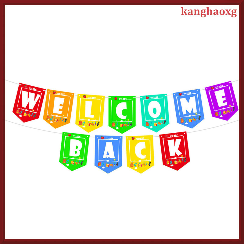 Decor First The Banner Sign Welcome Back Pennant Flags School Supplies ...