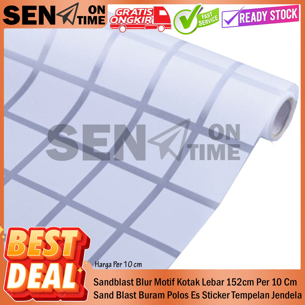 Square Motif Frosted Glass Sticker Per 10 cm Sandblast Sunblast Sticker ...