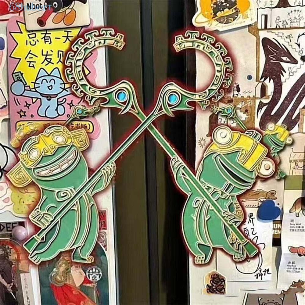 HUBERT Nezha Refrigerator Magnets, Chinese Style Aobing Bronze Barrier ...