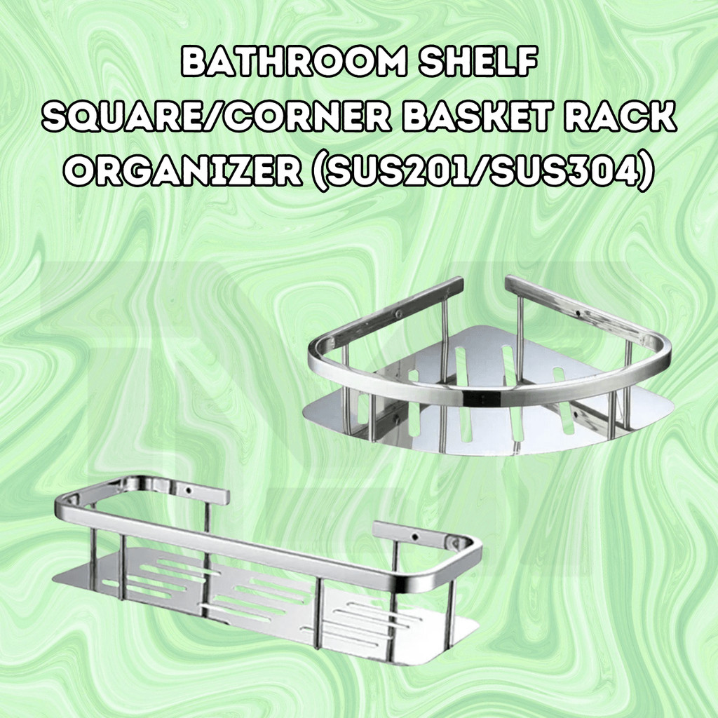 SUS304 Stainless Steel Single Layer Bathroom Shelf Square/Corner Basket ...