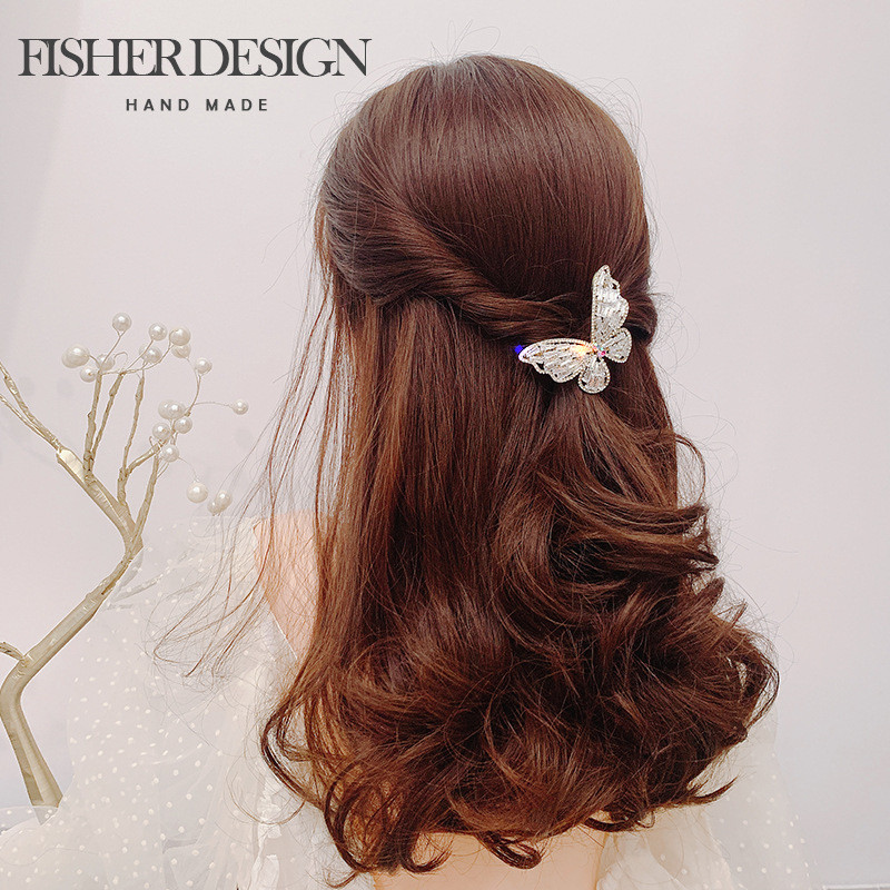New Style Shiny Diamond Butterfly Spring Clip Cute Girl Hair Clip ...