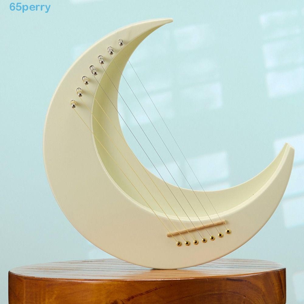 PERRY Crescent Moon Lyre, Wooden Mini 7 Strings Portable Lyra, Wood ...