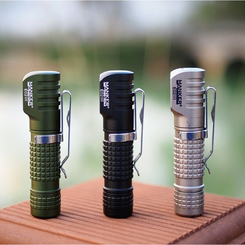 Manker Mankerlight 560 Lumens E02 III Bead Blasted Titanium AAA / 10440 Everyday Carry Angle ...