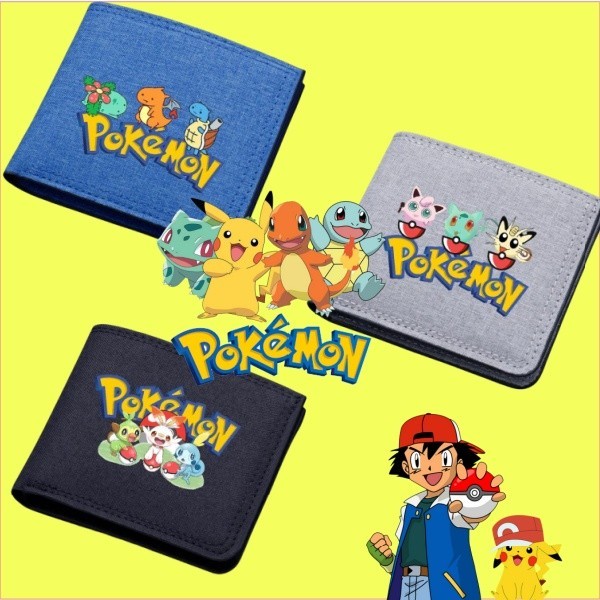 Pokemon Canvas wallet Cartoon Pikachu Printed Short folding wallet ...
