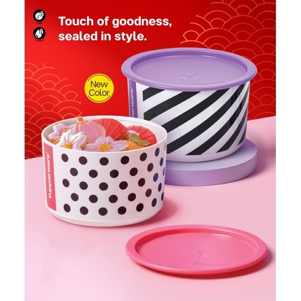 Tupperware Dots & Stripes One Touch Topper ( 1PC ) 940ml | Shopee Malaysia