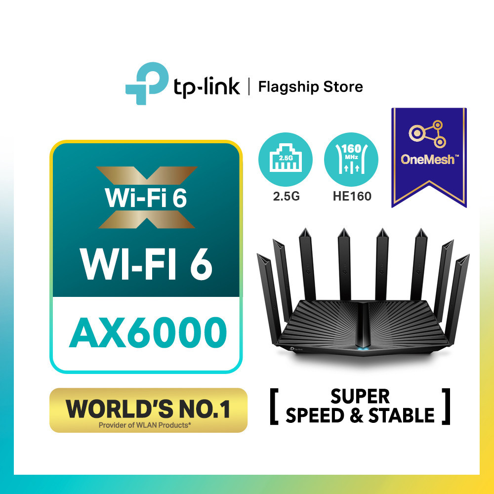 TP-Link AX6000 8-Stream AX Mesh (Onemesh) Wireless WiFi 6 Router with 2 ...