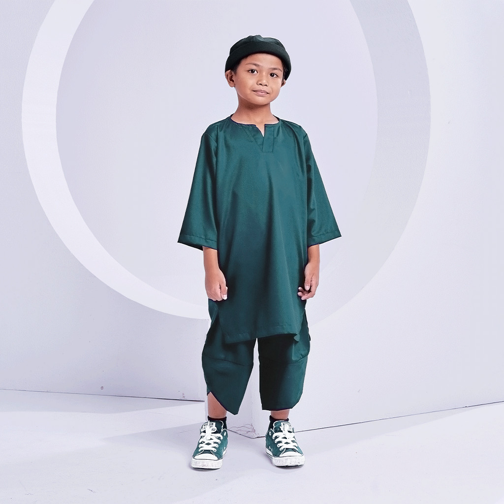 (TT) KURTA RAYA SURRA KIDS EMERALD GREEN | Shopee Malaysia