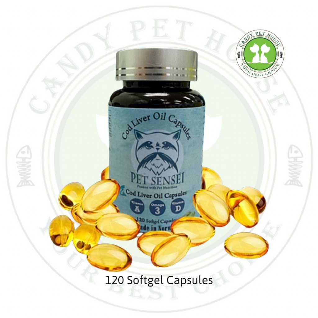 Pet Sensei Cod Liver Oil Capsules / Supplements for Cats - 120 Softgel ...