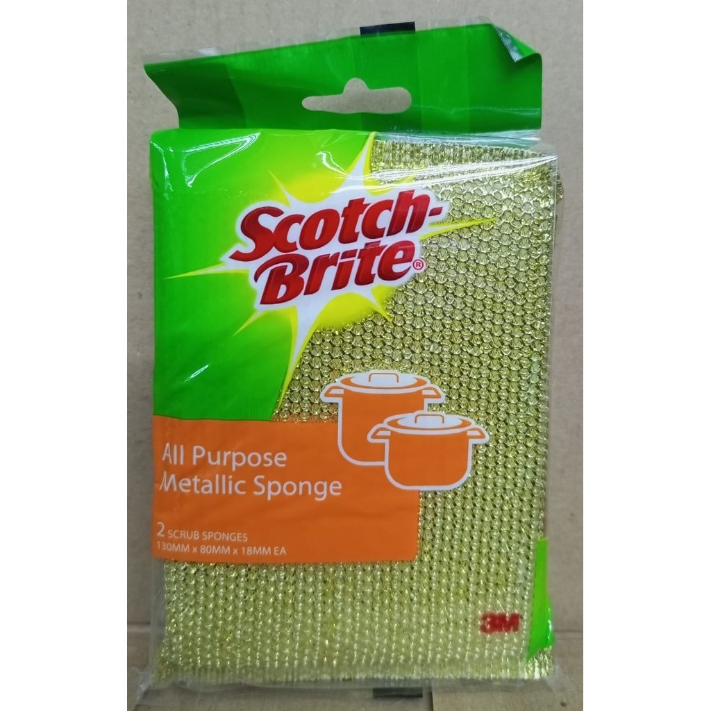 )3M SCOTCH-BRITE ALL PURPOSE METALLIC SPONGE 2/PSC PACK (GOLD/SILVER ...