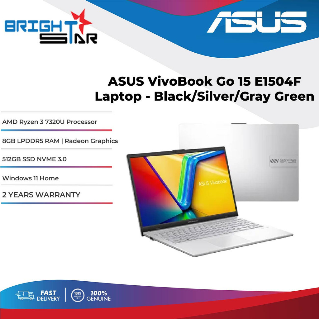 ASUS VivoBook Go 15 E1504F Laptop - Black/Silver/Gray Green (Ryzen 3 ...