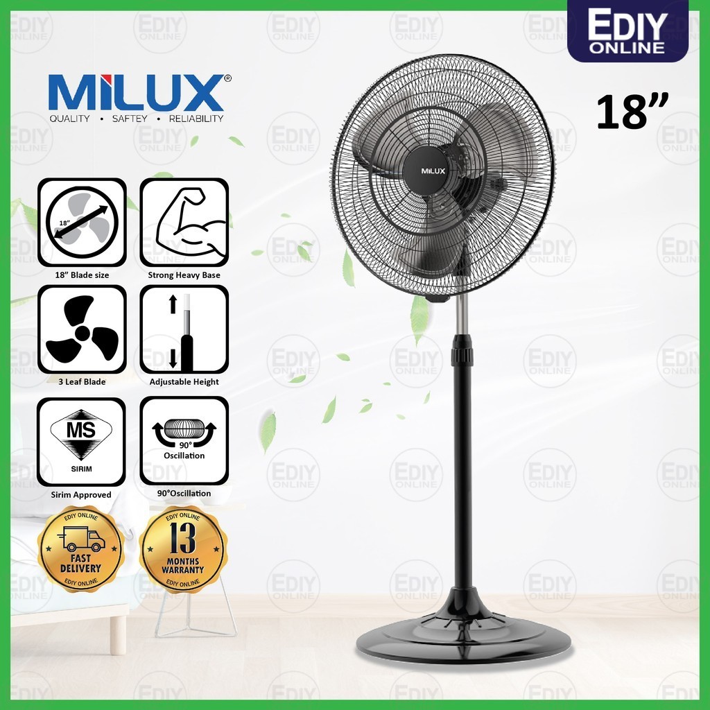 [ SIRIM ] Milux MISF-1801 STAND FAN FULL COPPER COIL SAFETY COMMERCIAL HEAVY DUTY KIPAS BERDIRI ...