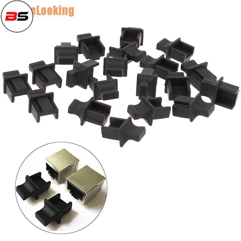 BS *# 20pieces RJ45 Network Port Protective Rubber Cover Network ...