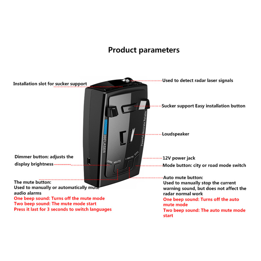 RAD2000 Car Radar Speedometer Sensitive Radar Speed Control Detector ...