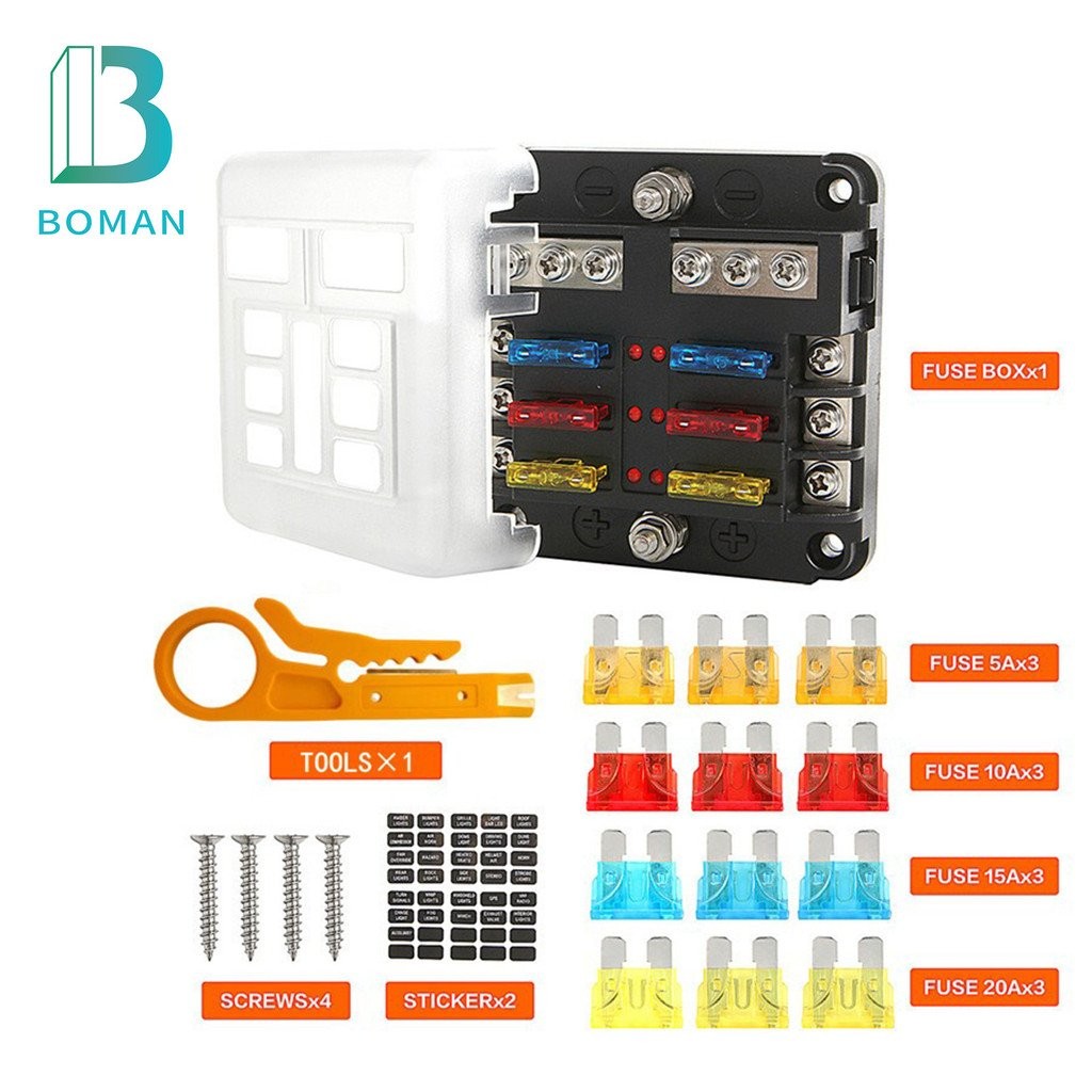 Car Ship Multi-Circuit Fuse Box with Positive Negative Pole 6-Circuit ...