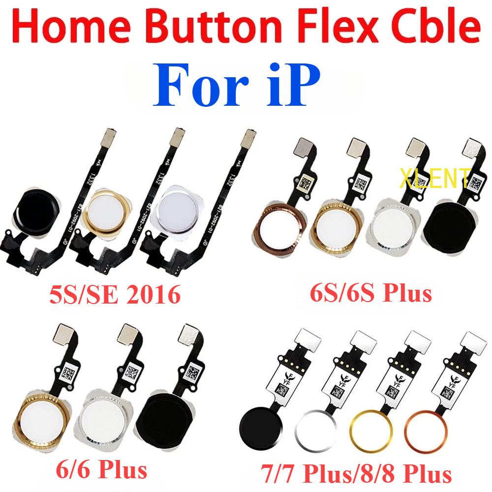 Home Button For iPhone 5S SE 6 6S 7 8 Plus Fingerprint Flex Cable Phone ...