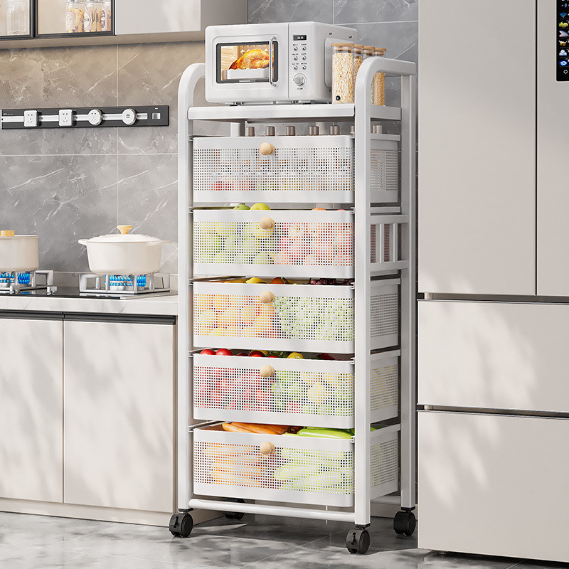 Trolley Kitchen Multi-Functional Storage Rack Floor Drawer Gap Storage ...