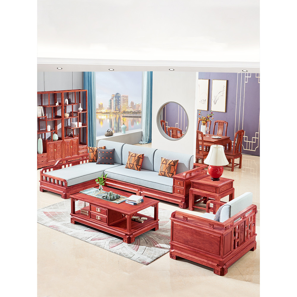 Sofa Cendana Merah Buah Besar Set Sofa Chaise Gaya Cina Baharu Perabot ...