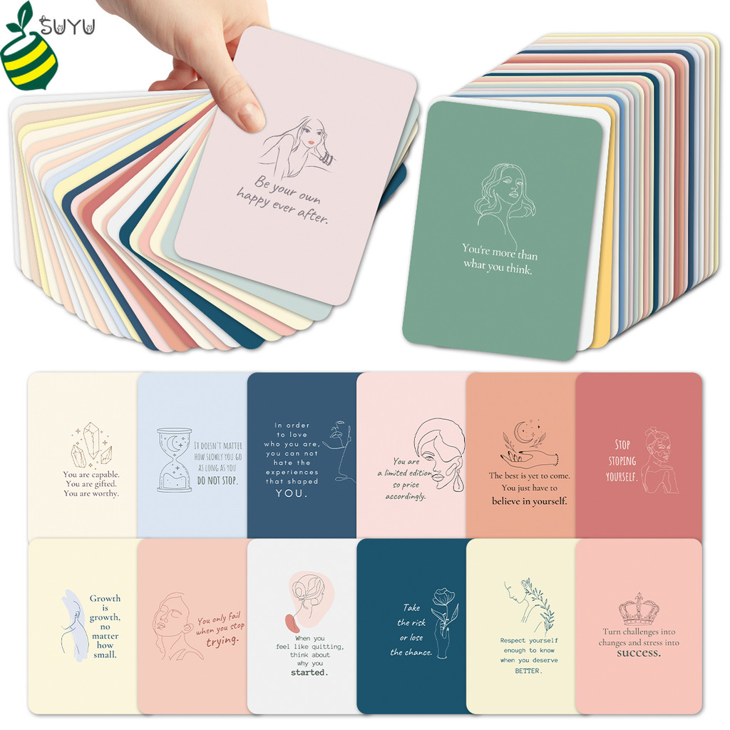30-Pack Inspirational Affirmation Cards, Assorted Positive Daily Quotes ...