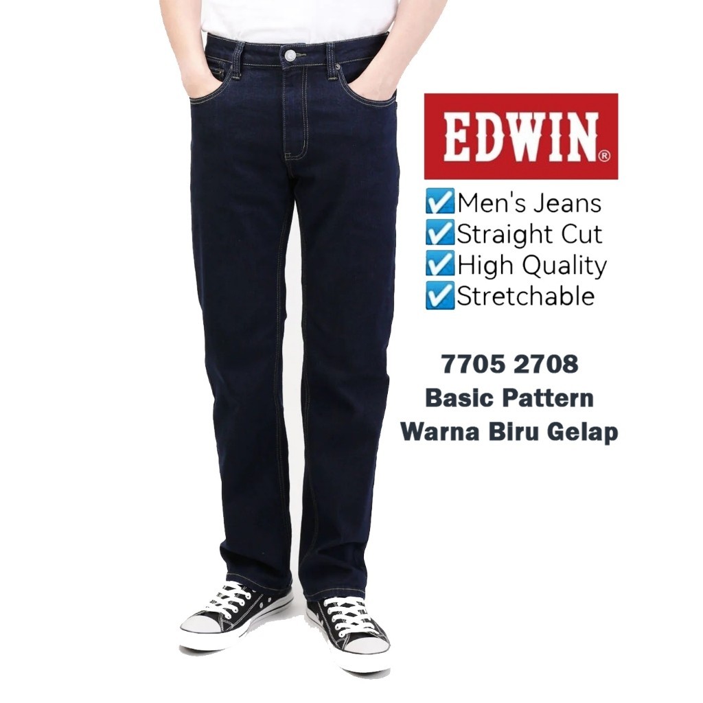 ORIGINAL EDWIN JEANS 505 (7705 2708) (STRAIGHT CUT) WARNA BIRU GELAP ...